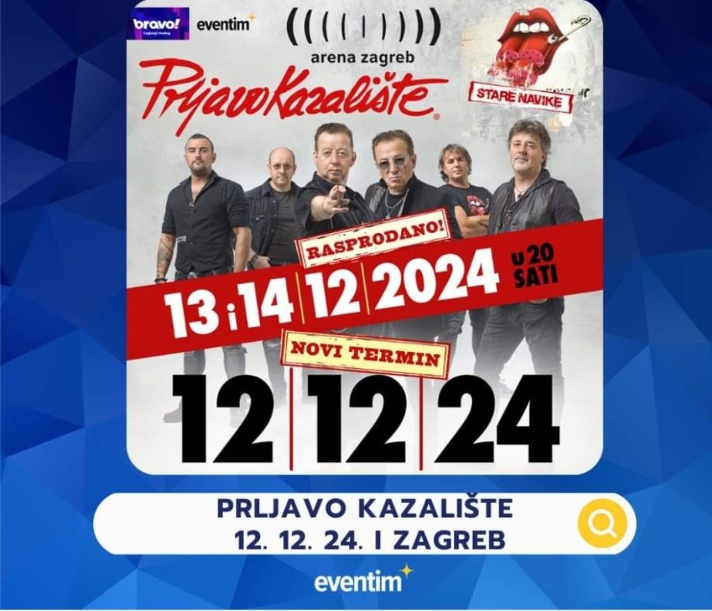 Prljavo Kazalište Koncert Zagreb: Novi termin u Areni Zagreb 12.12.2024 ...